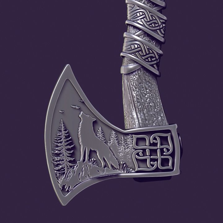3D Printable Celtic axe casting pendant by Viktoriya Kabanova