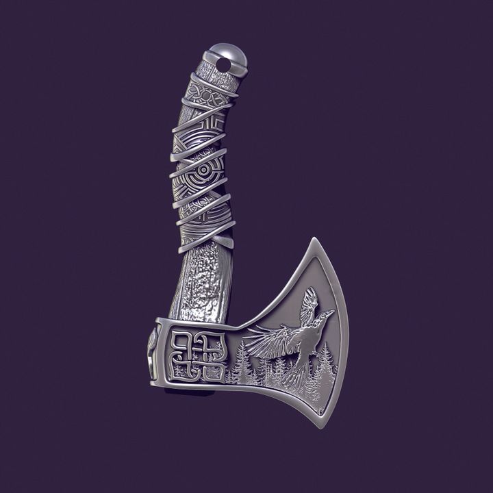 3D Printable Celtic axe casting pendant by Viktoriya Kabanova