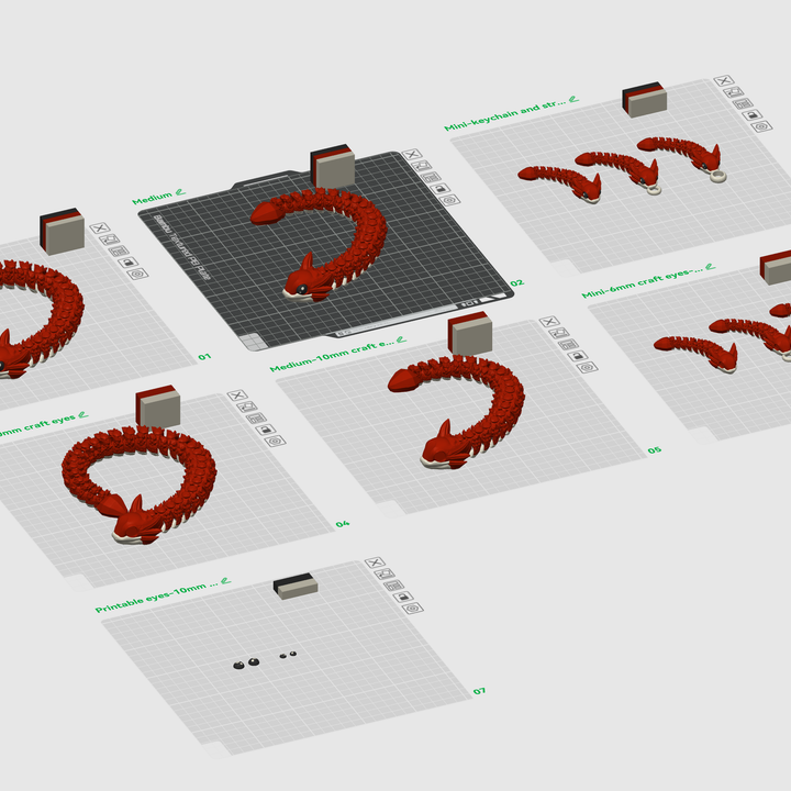 3D Printable Ruby Snake - Articulated Flexi Snake - Keychain & Straw ...