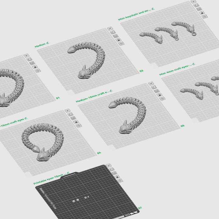 3D Printable Ruby Snake - Articulated Flexi Snake - Keychain & Straw ...