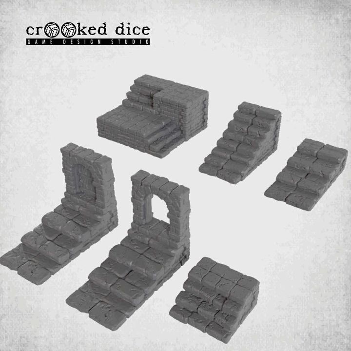 3D Printable DUNGEON BLOCKS STAIRS SET by Karl Perrotton