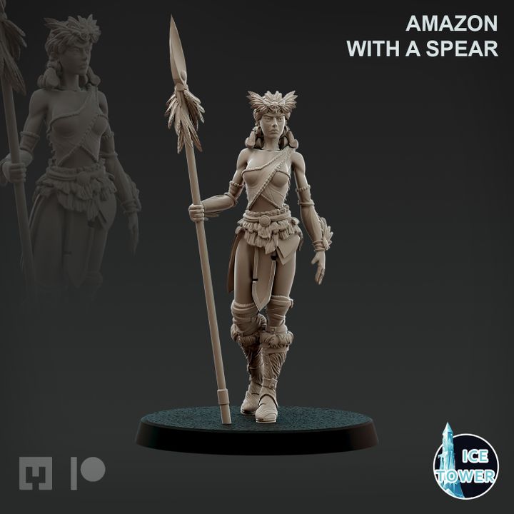3D Printable Amazon with a spear 3 by Ice Tower