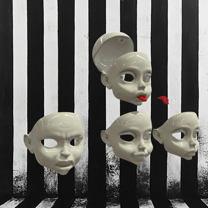 3D Printable 4 Interchangeable Chibi BJD Magnetic Faces by david martin