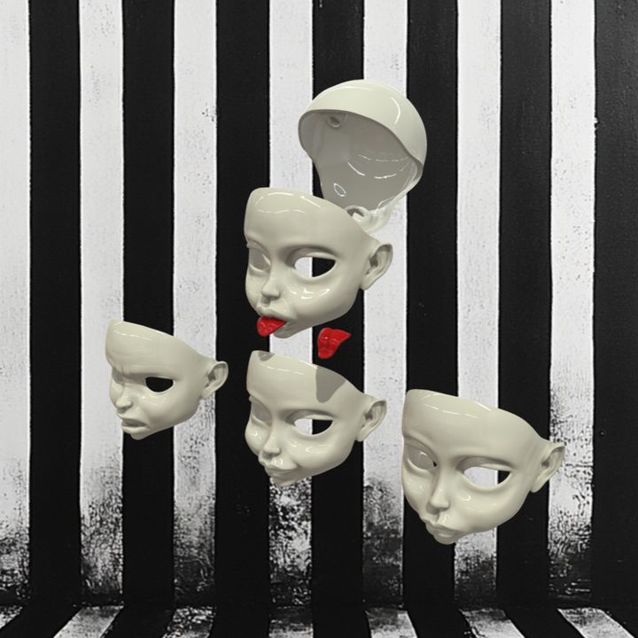 3D Printable 4 Interchangeable Chibi BJD Magnetic Faces by david martin