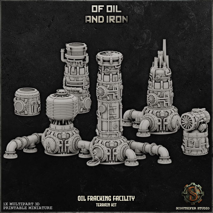 3D Printable Oil Fracking Facility | Terrain Kit by Scoutsifer Studio