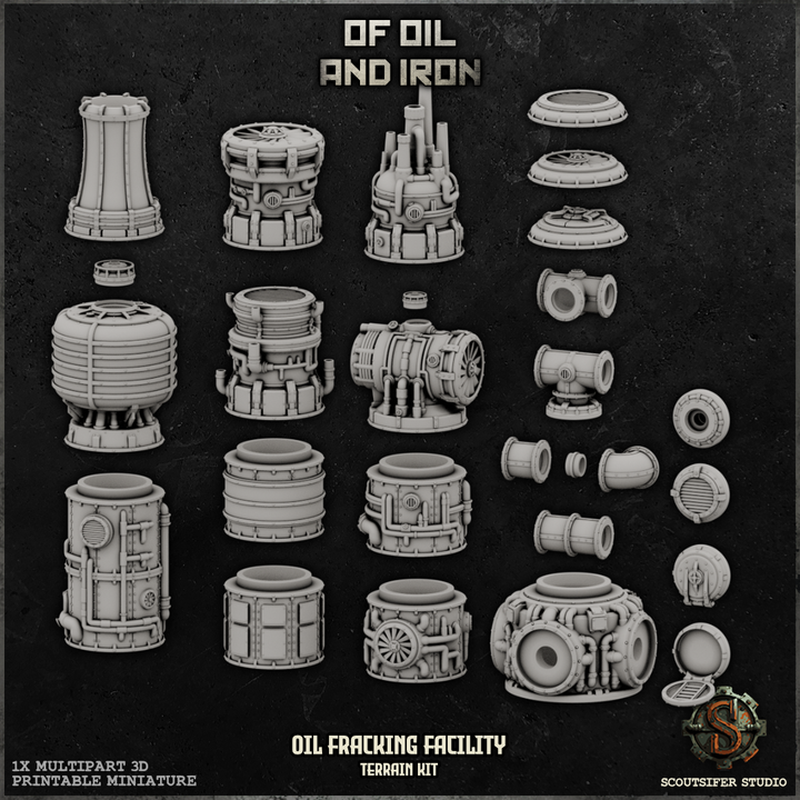 3D Printable Oil Fracking Facility | Terrain Kit by Scoutsifer Studio