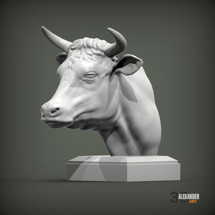 3D Printable Cow bust by Alexander3dart