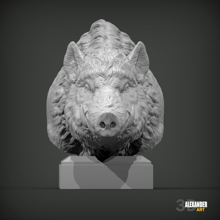 3D Printable wild boar bust by Alexander3dart