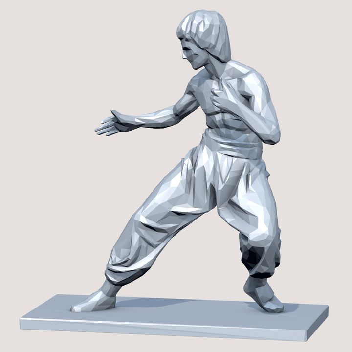 3D Printable Bruce Lee Low Poly by 1xMerch