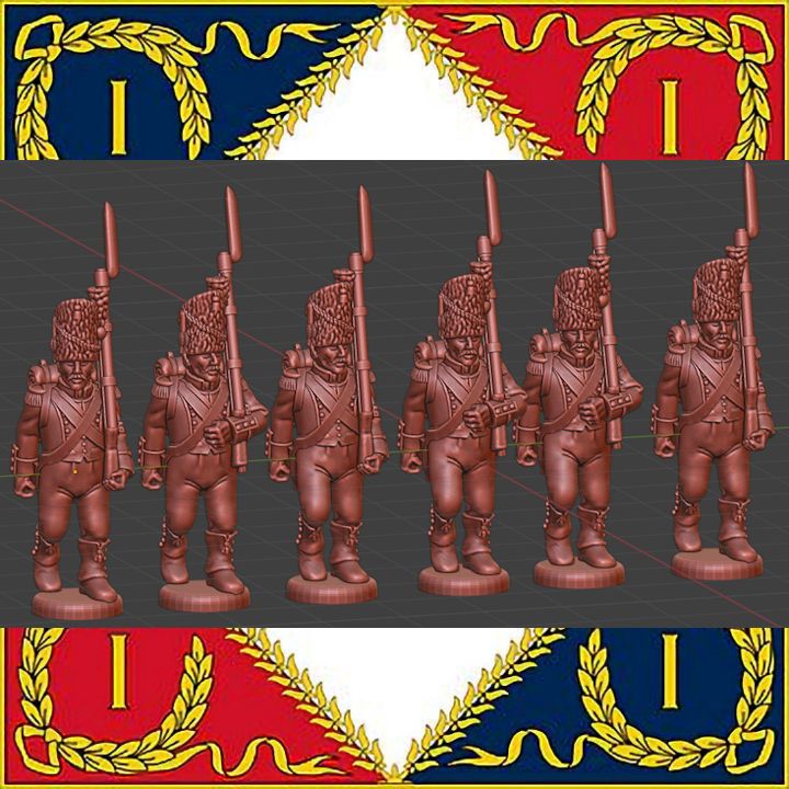 3D Printable 28mm Napoleonic French Light Infantry Grenadiers high ...
