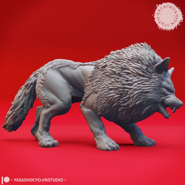 3D Printable Snarling Dire Wolf - Tabletop Miniature (Pre-Supported) by ...