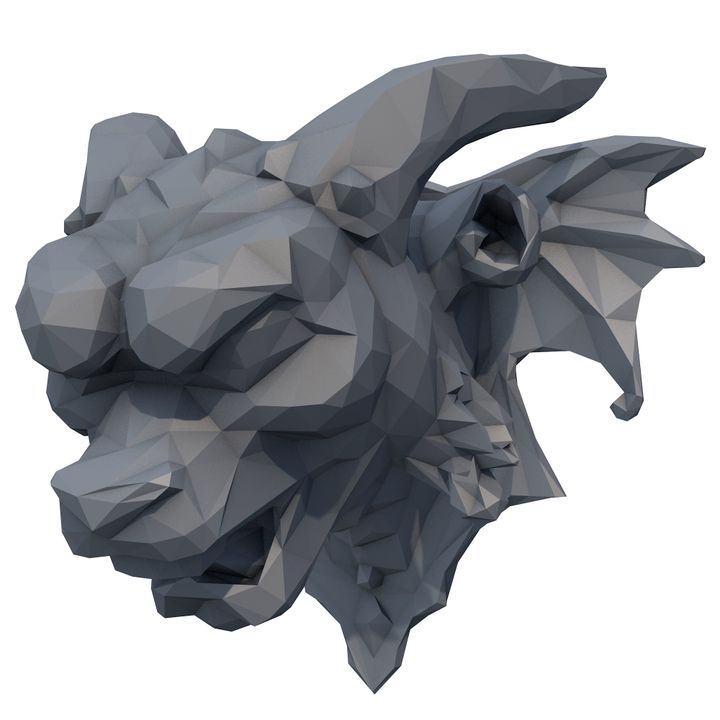 3D Printable Gargoyle Head Low Poly by 1xMerch