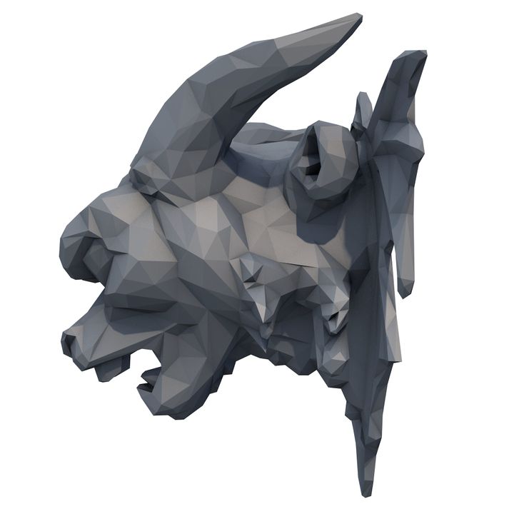 3D Printable Gargoyle Head Low Poly by 1xMerch