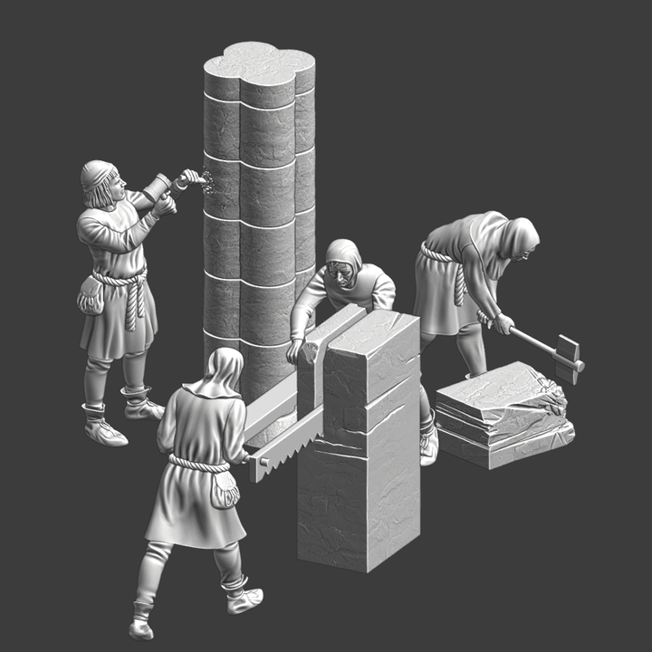 3D Printable Medieval Mason Workers – 3D Printable STL Set by Northern ...