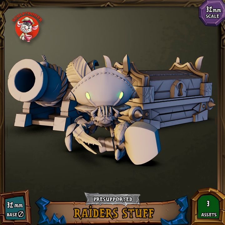 3D Printable Raiders stuff - 32mm scale pre-supported set by SCULPTOONER