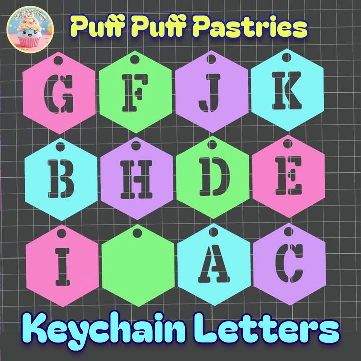 3D Printable Hexagonal Keychain Letters STL Bundle Set Pack by Puff ...