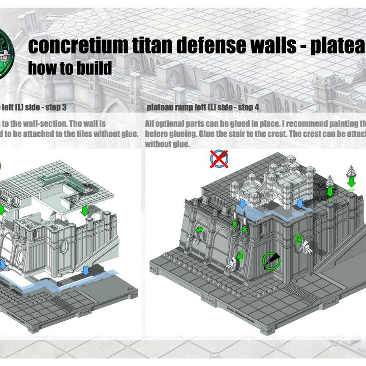 3D Printable Concretium titan defense wall - plateaus by LumosMiniatureTerrain