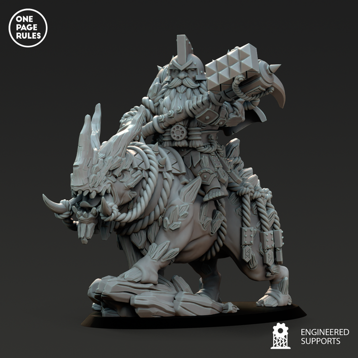 3D Printable Berserker Lord on Coal Beast - Dwarves by One Page Rules