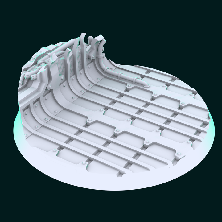 3D Printable Tech Ruins Sculpted Bases (60mm) by Orac