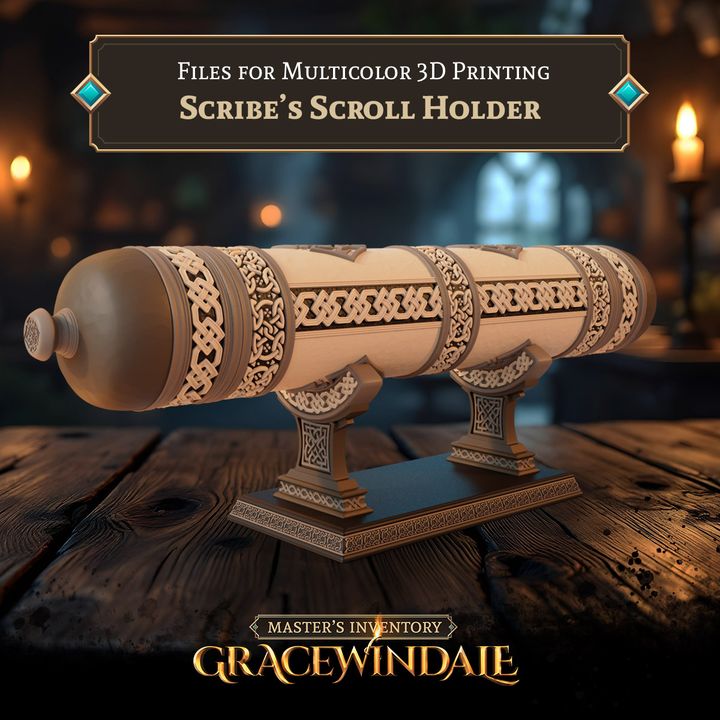 3D Printable Scribe's Scroll Holder by Gracewindale Mini Scenery