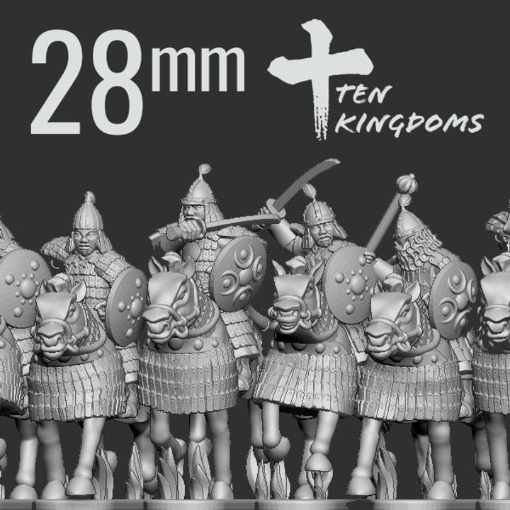 3D Printable 28mm Mongol Armoured Handweapon Shield Armoured Horse by ...