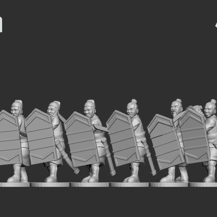 3D Printable 28mm Song dynasty Handweapon Shield Foot by Ten Kingdoms ...