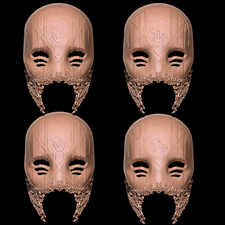 3D Printable SLEEP TOKEN VESSEL 4 Mask Pack Ornated STL Model Print Fan ...