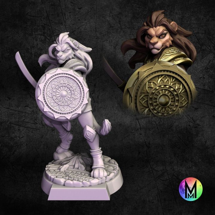 3D Printable Tabaxi / Leonin Female - Female Tabaxi with sword and ...