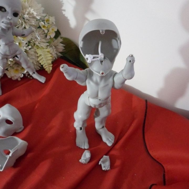 3D Printable 33cm Male chibi BJD Doll Magnetic 5 Faces Hands by david ...