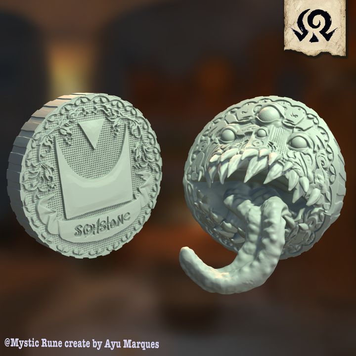 3D Printable Coin one Mimic by Mystic Rune