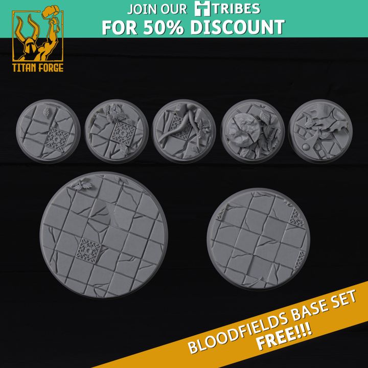 3D Printable BloodFields Base Set by Titan Forge Miniatures