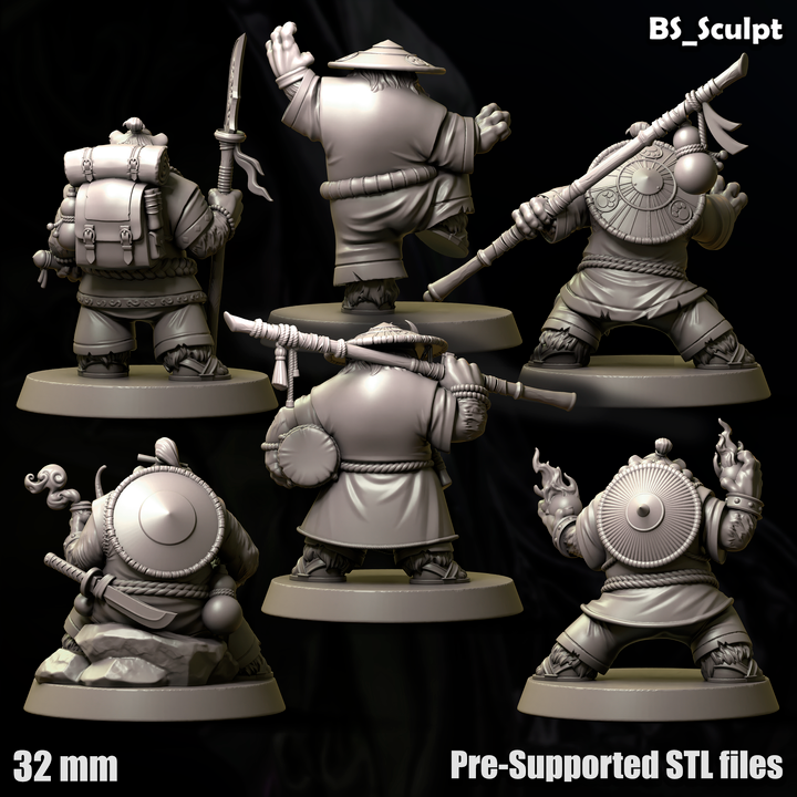 3D Printable Panda Squad 6 miniatures 32 mm by BS-Sculpt Bulat