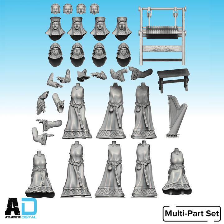 3D Printable Medieval Noble Ladies (1) by Wargames Atlantic