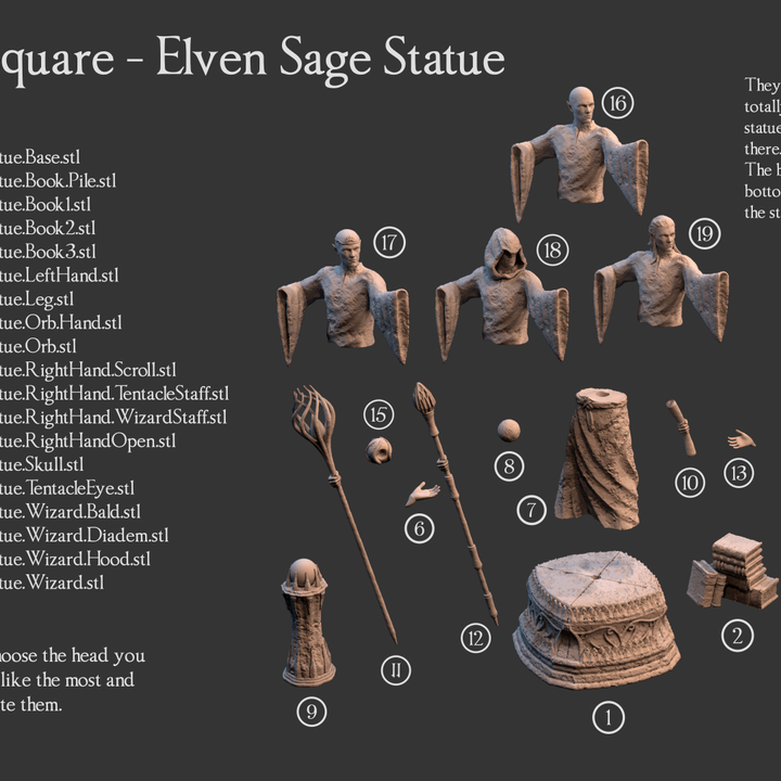 3D Printable Elven Sage Statues by Making Tlon