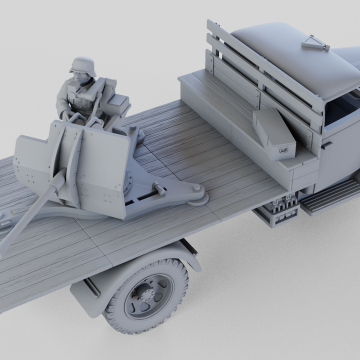 3D Printable Opel Blitz with 2cm Flak 38 by Night Sky Miniatures