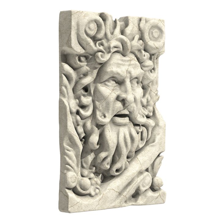 3D Printable Greek God Face Bas Relief Sculpture 1 by 1xMerch