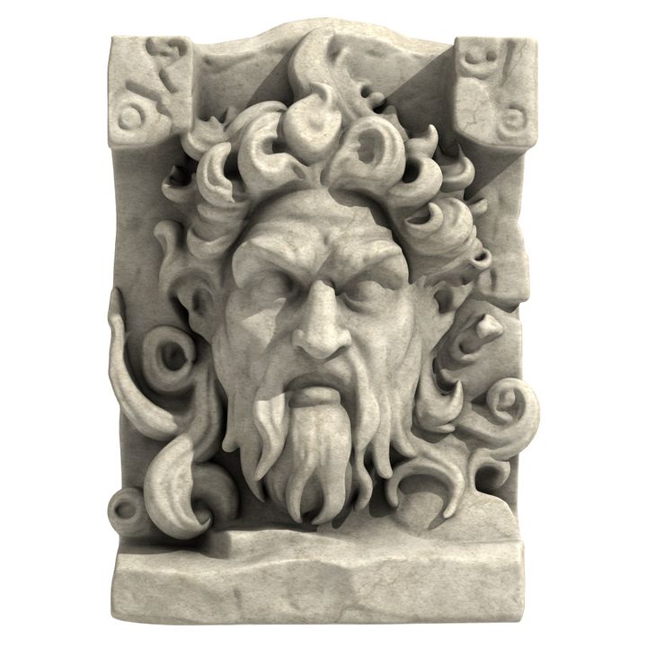 3D Printable Greek God Face Bas Relief Sculpture 2 by 1xMerch