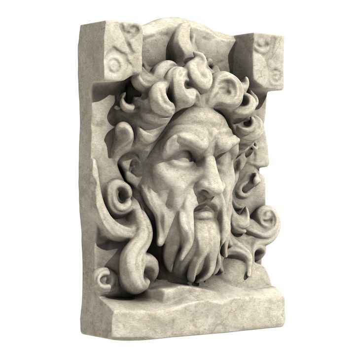 3D Printable Greek God Face Bas Relief Sculpture 2 by 1xMerch