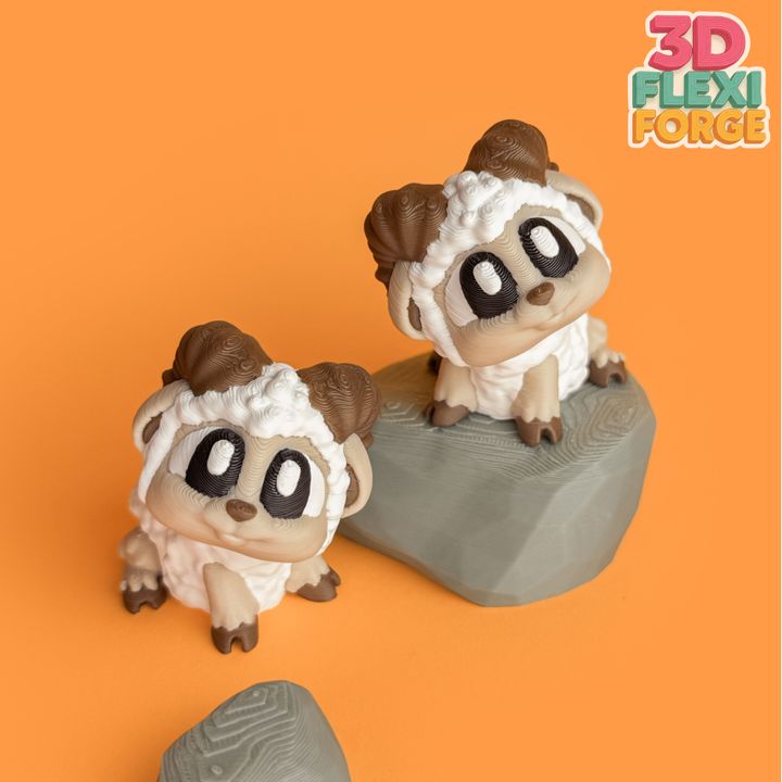 3D Printable Flexi Cute Ram Print-in-place & Keychain by 3D FLEXI FORGE