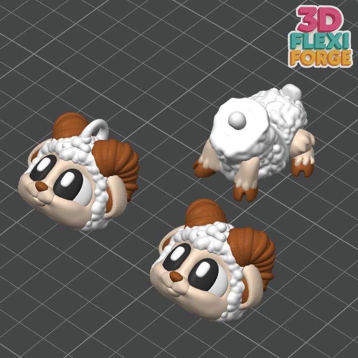 3D Printable Flexi Cute Ram Print-in-place & Keychain by 3D FLEXI FORGE