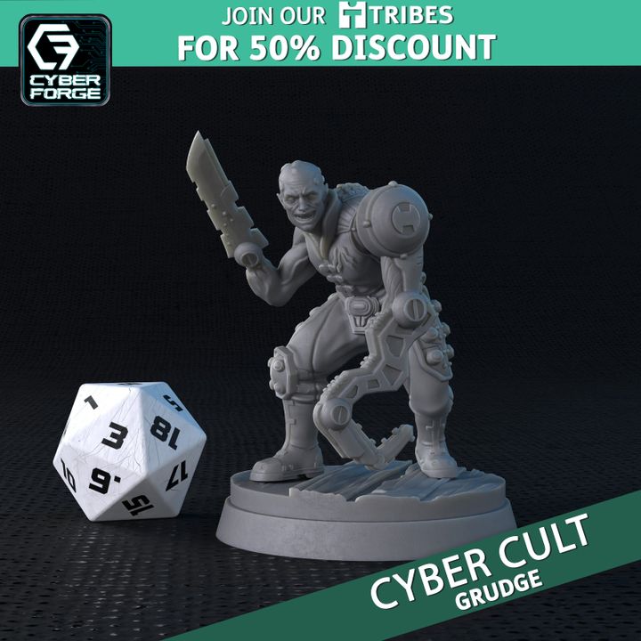 3D Printable Cyber Cult - Grudge - Additional Miniatures by Titan Forge ...