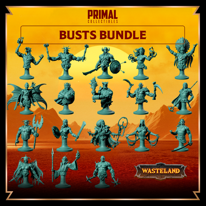 3D Printable 18 busts - complete bundle - WASTELAND by PRIMAL Collectibles