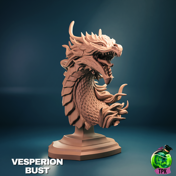 3D Printable Vesperion Celestial Dragon Bust by TPK Lab