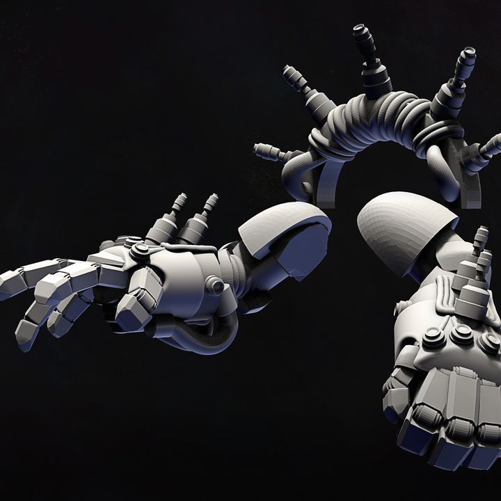 3D Printable Electric gauntlets and backpack addon by Ludwik