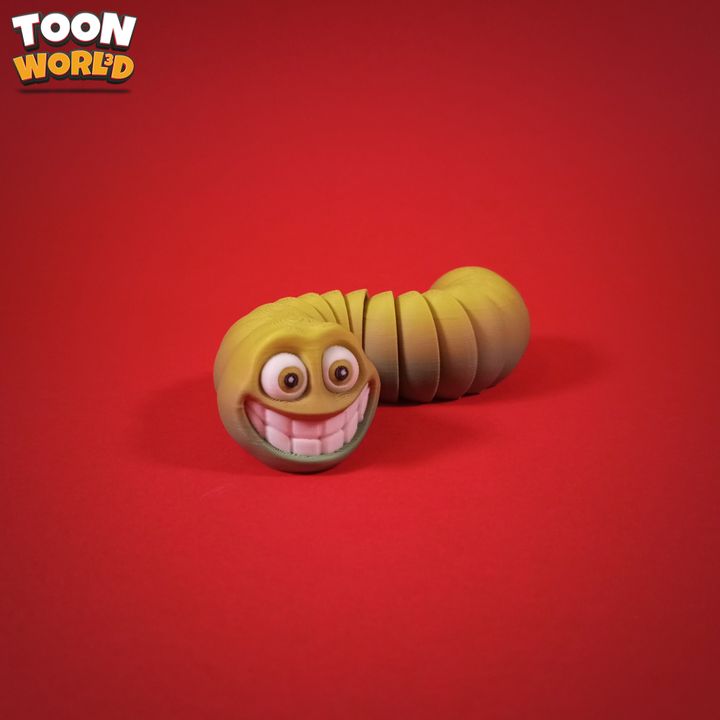 3D Printable Flexi Crazy Worm by ToonWorld3D