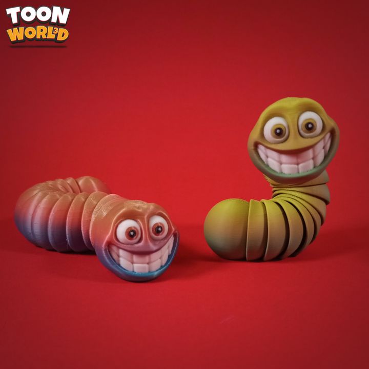 3D Printable Flexi Crazy Worm by ToonWorld3D