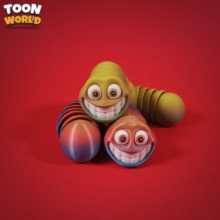 3D Printable Flexi Crazy Worm by ToonWorld3D