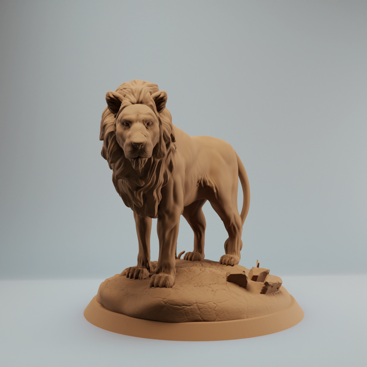 3D Printable Lion standing, male lion model - pre supported by Vulcan ...