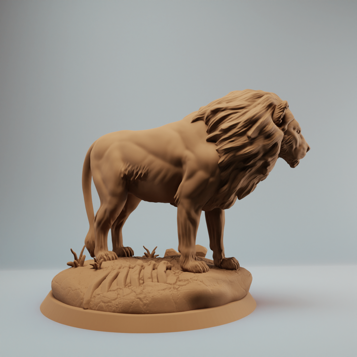 3D Printable Lion standing, male lion model - pre supported by Vulcan ...