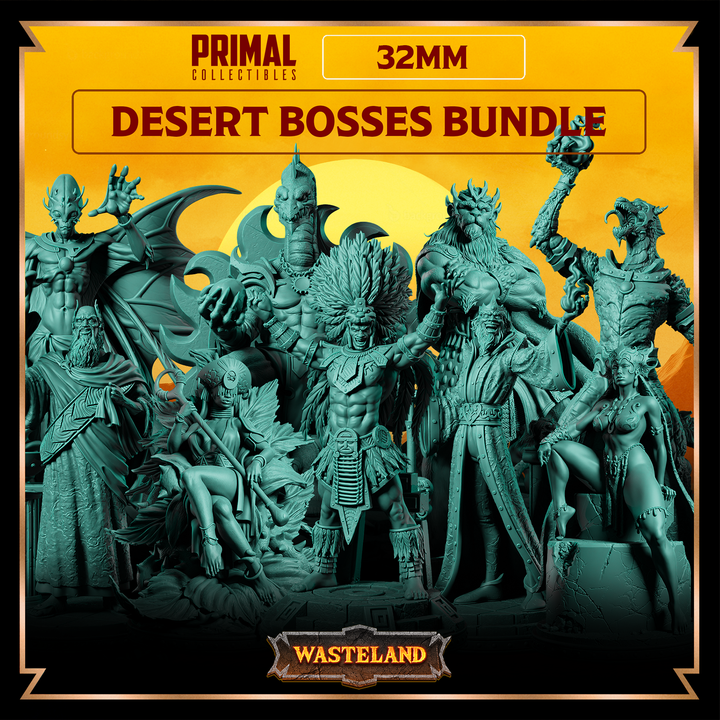 3D Printable 12 miniatures - 32mm - Desert Bosses Bundle - Wasteland by PRIMAL Collectibles